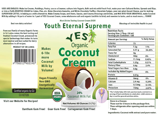YES! Coconut Cream (Frozen 4 Pack of 30 Fl. oz each, Total 120 Fl. oz ...
