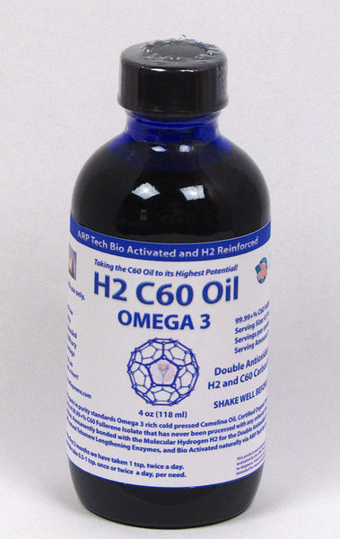 H2 C60 OMEGA 3 Oil (4 oz) 100% Solvent Free, 99.99+%, Hydrogen Reinfor ...